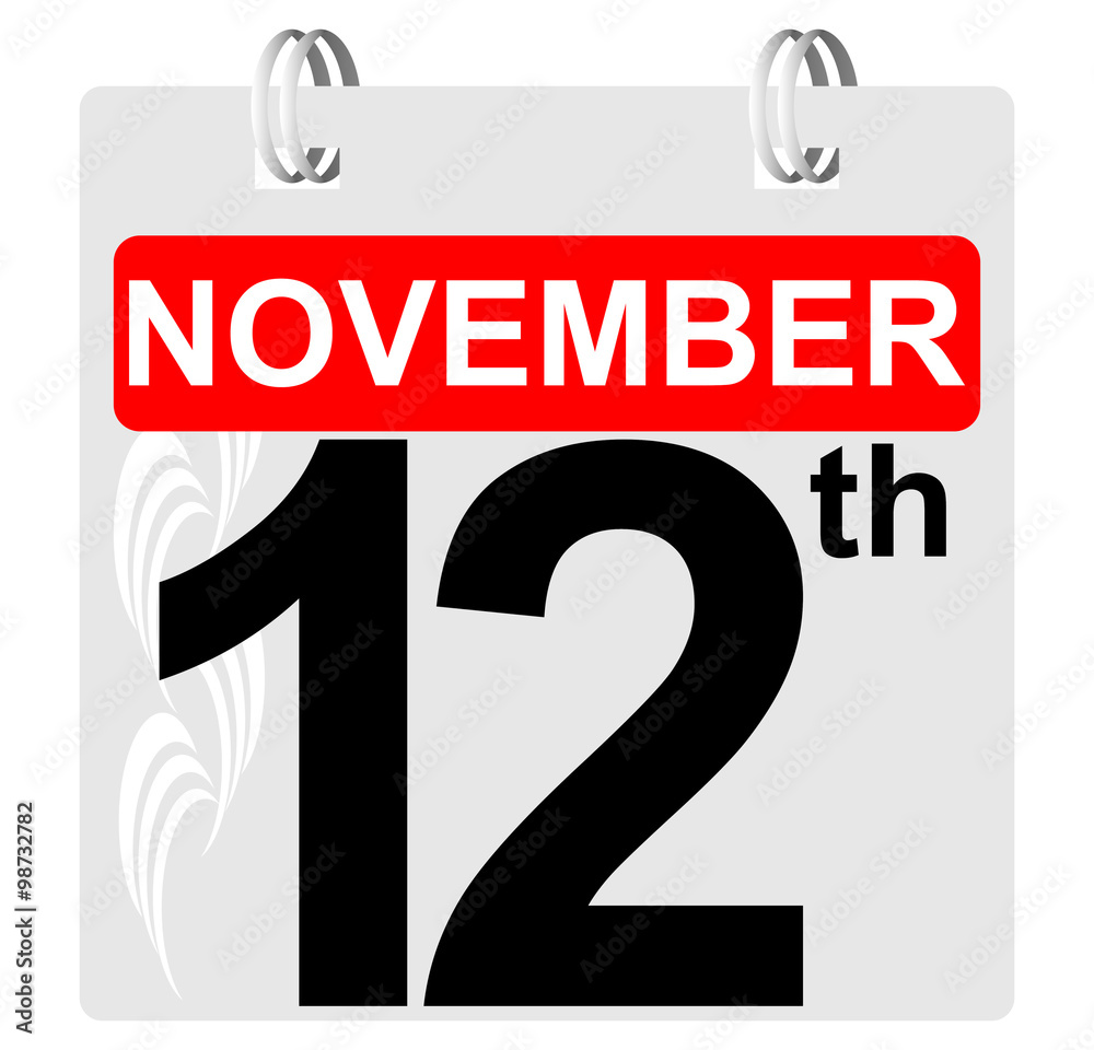 12th november calendar with ornament Stock Vector | Adobe Stock