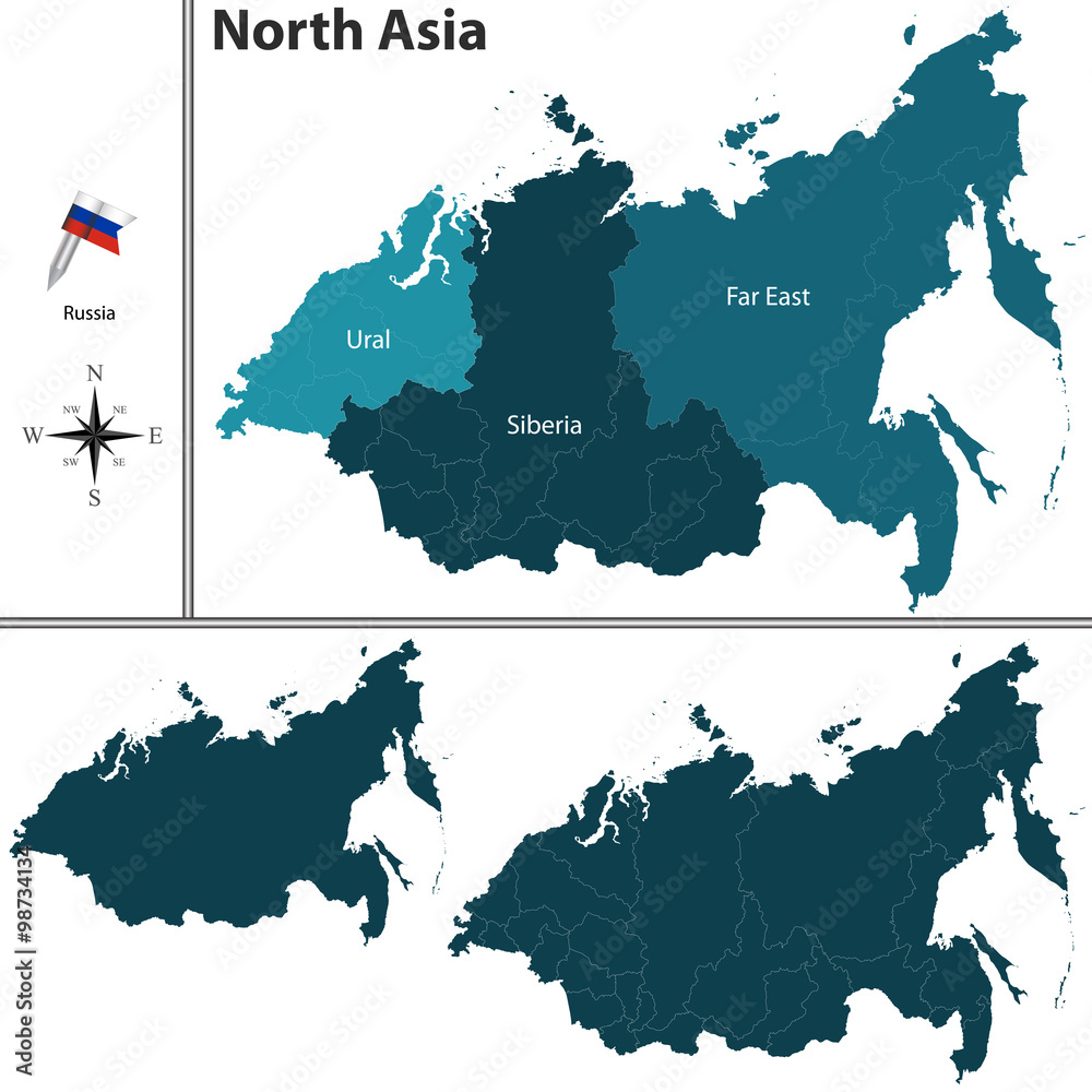 Political map of North Asia Stock Vector | Adobe Stock