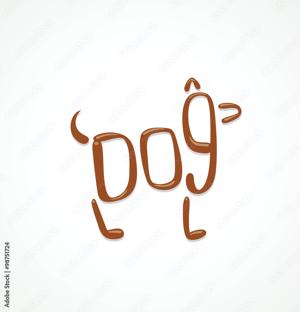 Vector Animals from letters, dog. Cartoon image of a dog made from ...