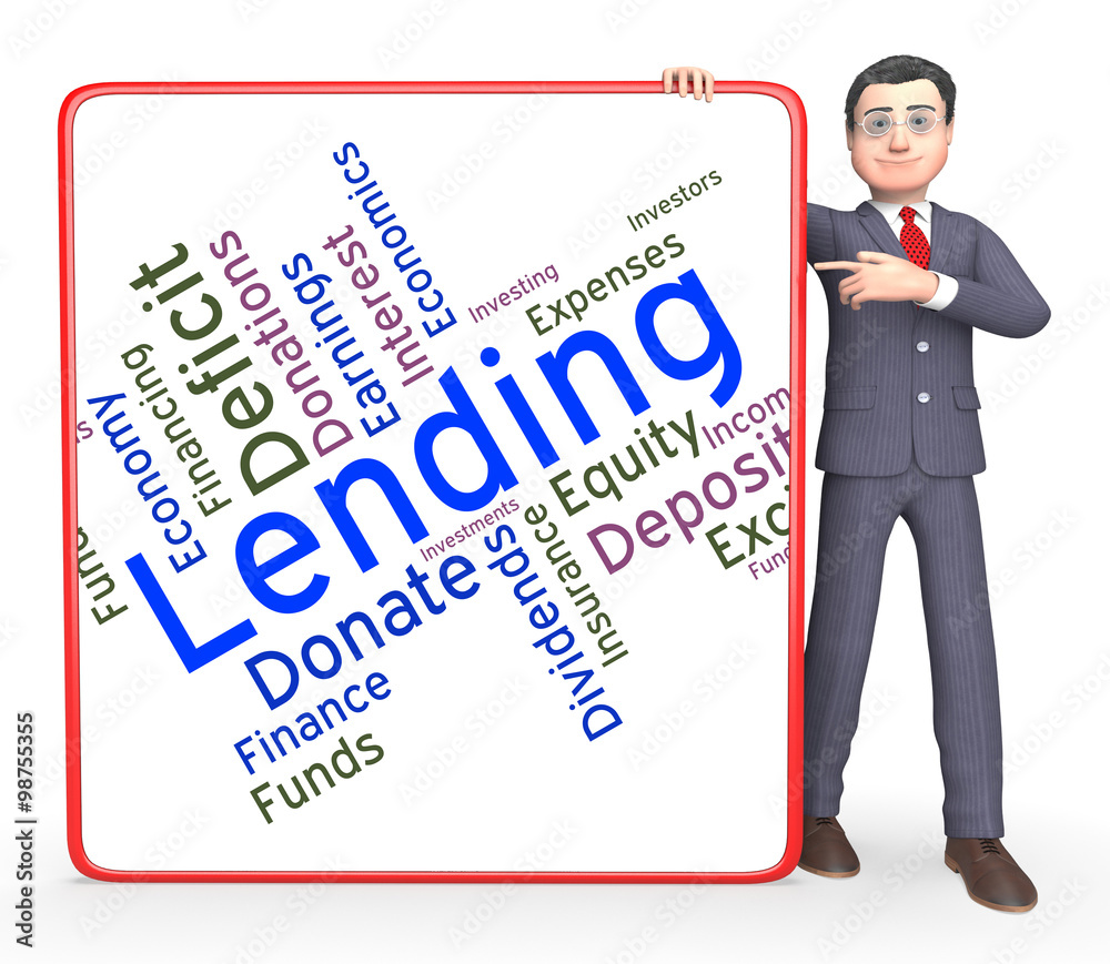 Illustrazione Stock Lending Word Means Loan Lends And Borrows | Adobe Stock