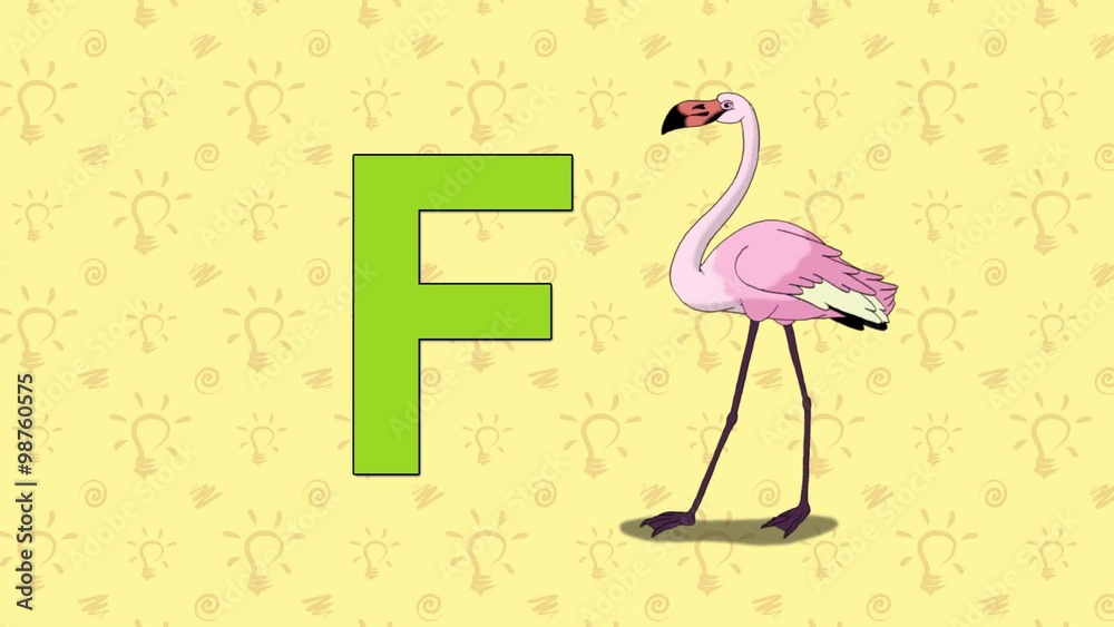 Flamingo. English ZOO Alphabet - letter F Фламинго и буква F ...