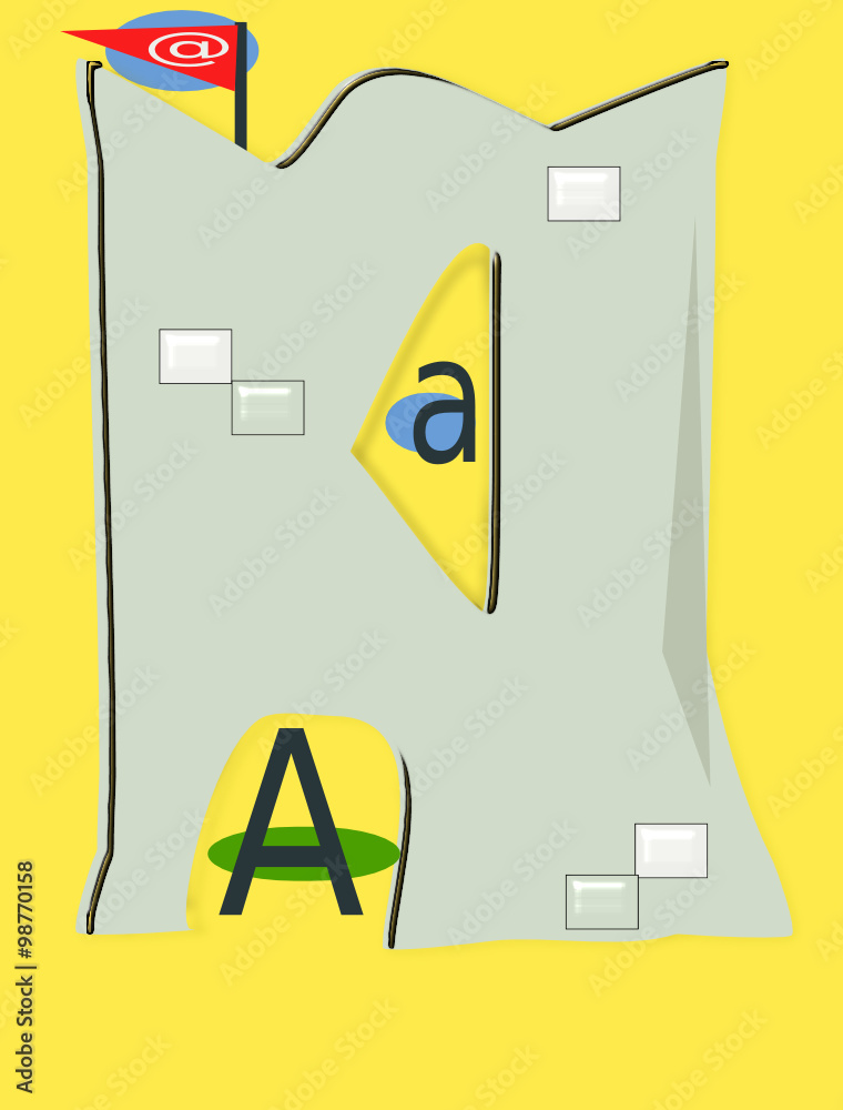 Letra a en forma de torre con letra a mayúscula letra a minúscula y ...