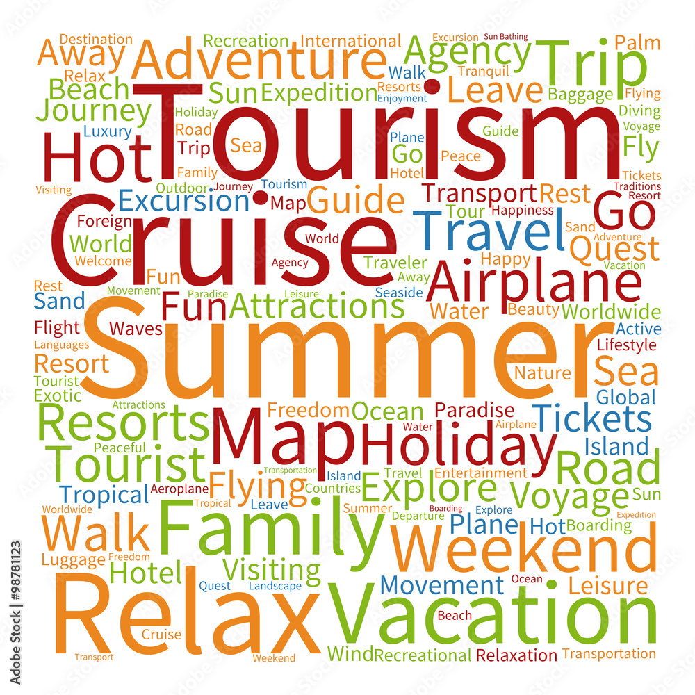 Conceptual tourism or travel word cloud Stock Illustration | Adobe Stock