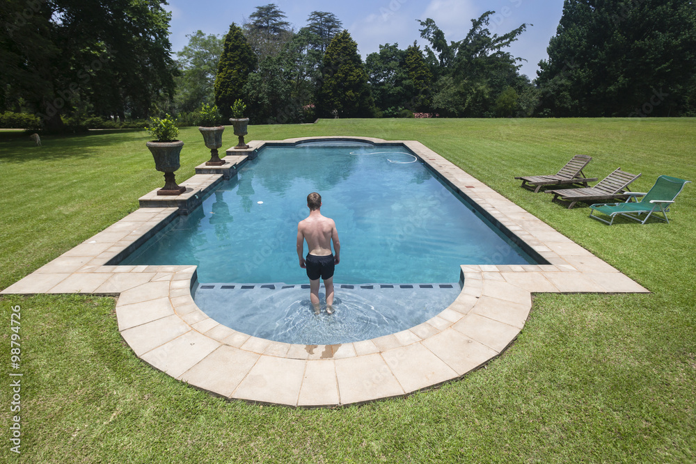 Swimmer summer training mature teenager swimming pool Stock Photo ...