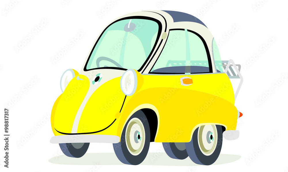 Caricatura BMW Isetta 300 amarillo vista frontal y lateral Stock Vector ...