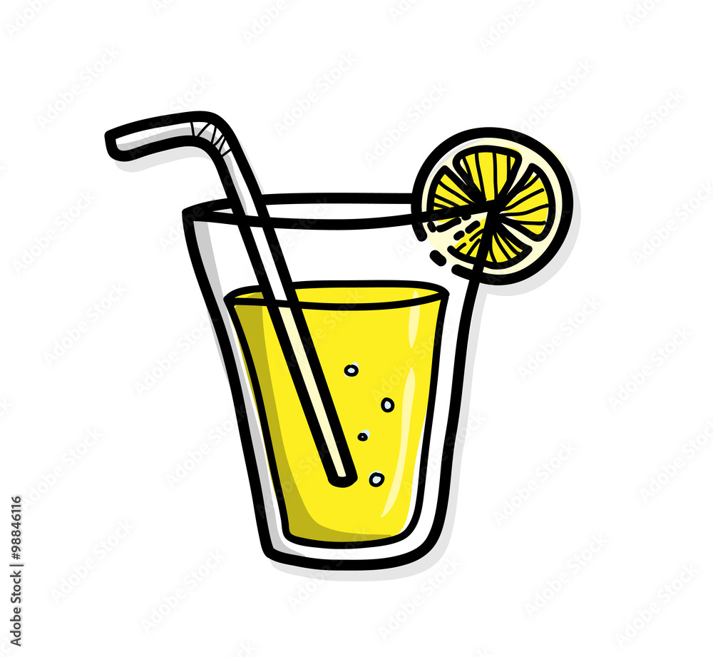 Lemon Juice, a hand drawn vector illustration of a lemon juice. Stock ...