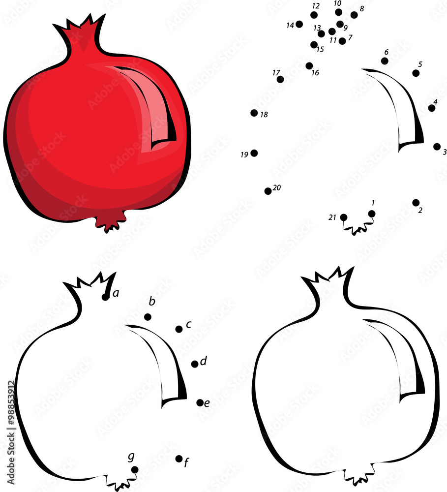 Cartoon red garnet. Vector illustration. Coloring and dot to dot Stock ...