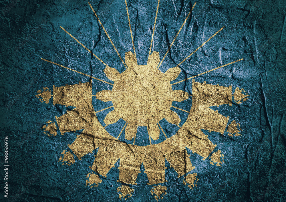 Flat gear and gas rig icons. Emblem on concrete backdrop Stock ...