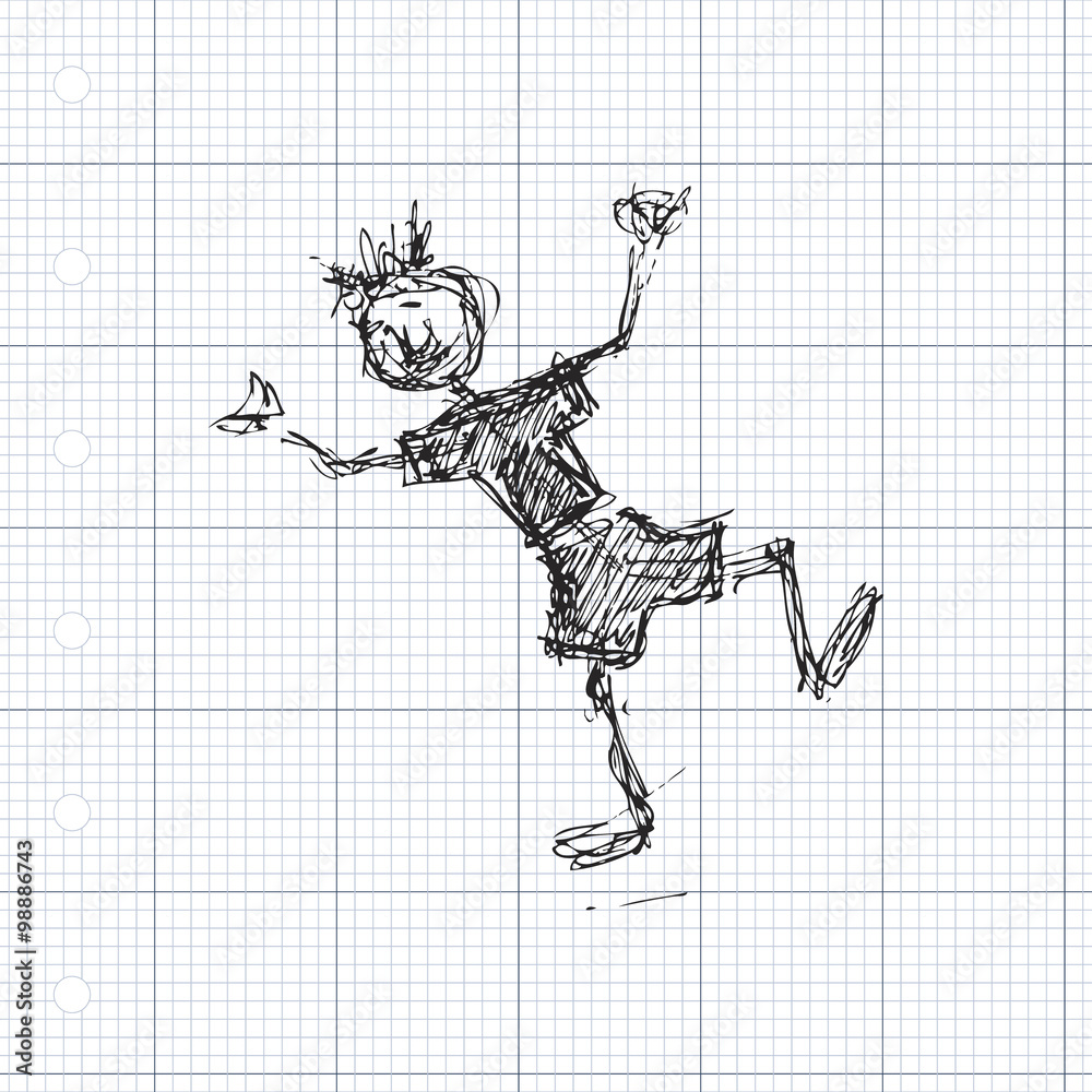 Doodle of a scruffy Boy Stock-Vektorgrafik | Adobe Stock