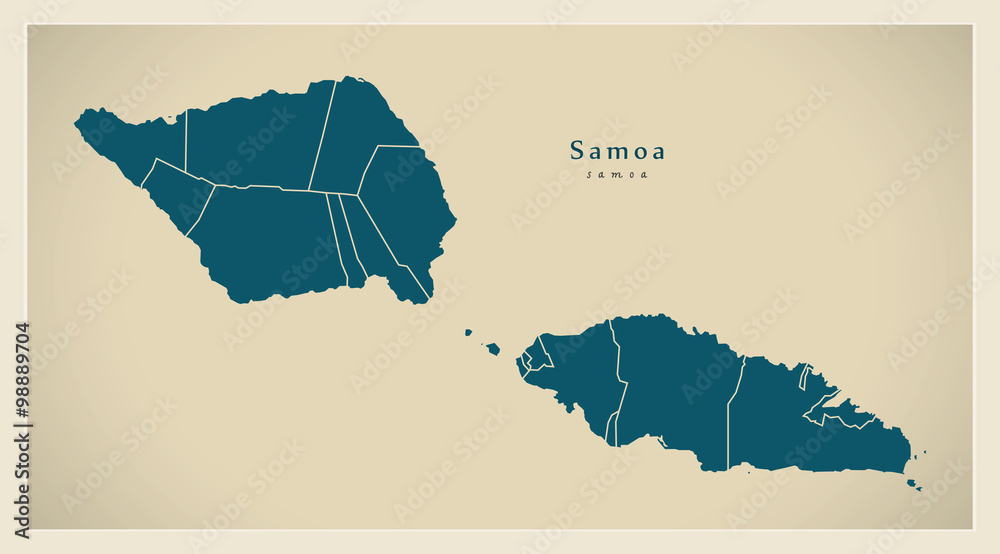Modern Map - Samoa with districts WS Stock Vector | Adobe Stock