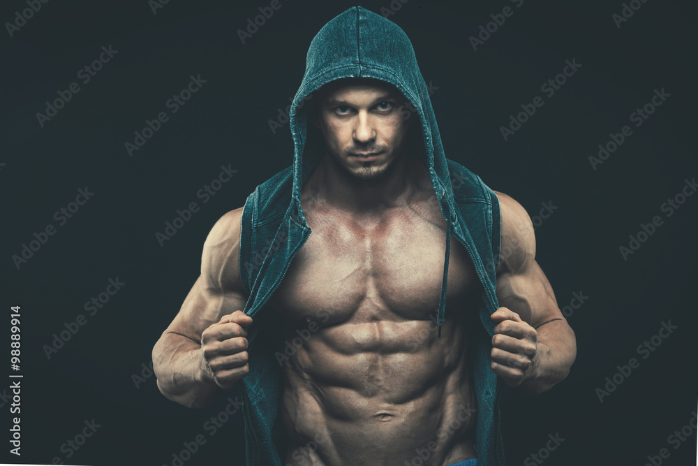 Man with muscular torso. Strong Athletic Men Fitness Model Torso ...