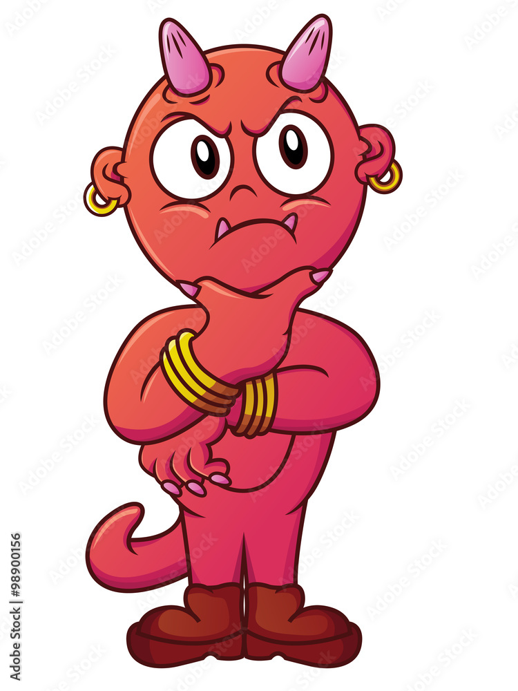 Cartoon illustration of a monster thinking isolated on white background ...