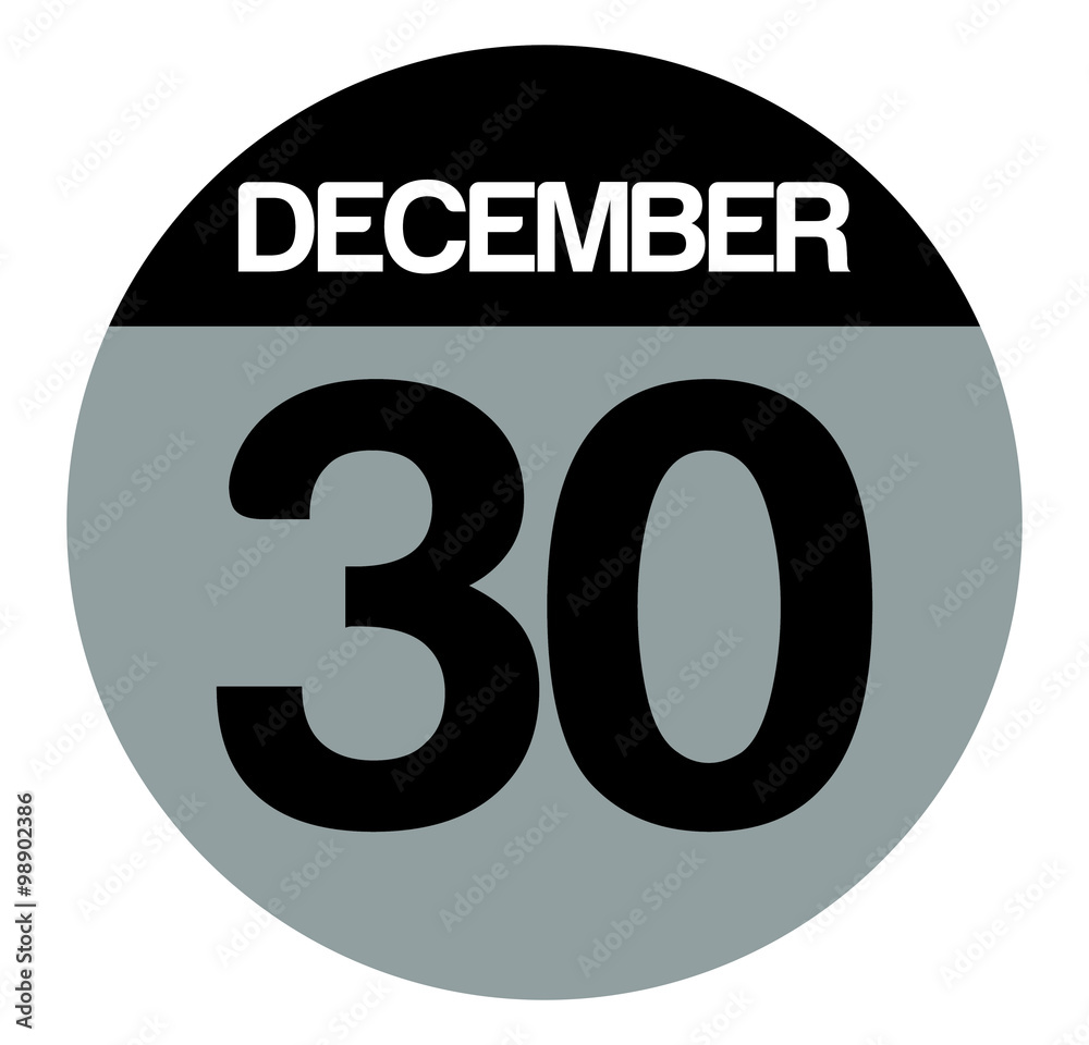 30 december calendar circle Stock Vector | Adobe Stock