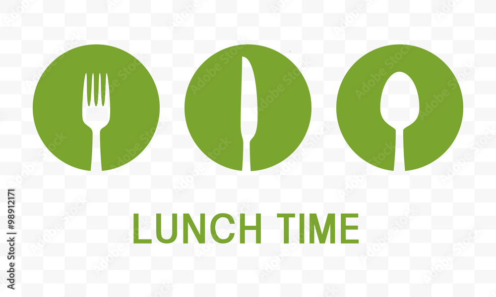 Lunch time with cutlery sign over white background. vector illustration ...