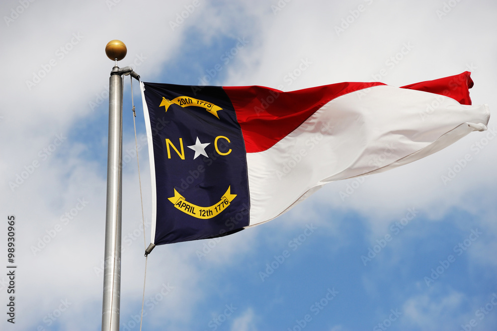 North Carolina State flag waving in the wind Stock Photo | Adobe Stock