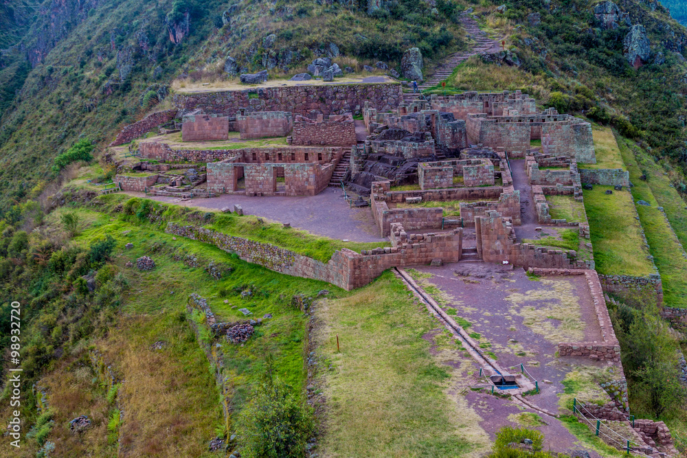 Ancient Inca's ruins in Pisac village, Sacred Valley of Incas, Peru ...