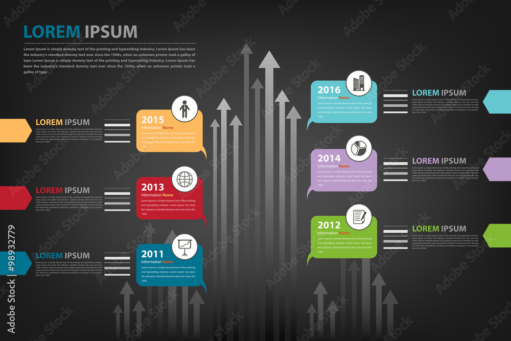 Milestone timeline infographic in vector eps10 black and white theme ...
