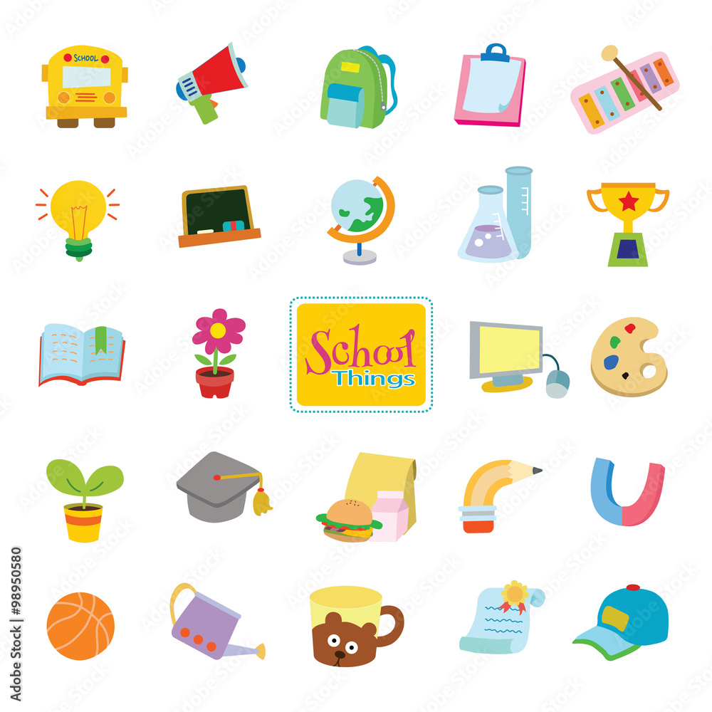 24 objects you can find at school. Isolated in white Stock Vector ...