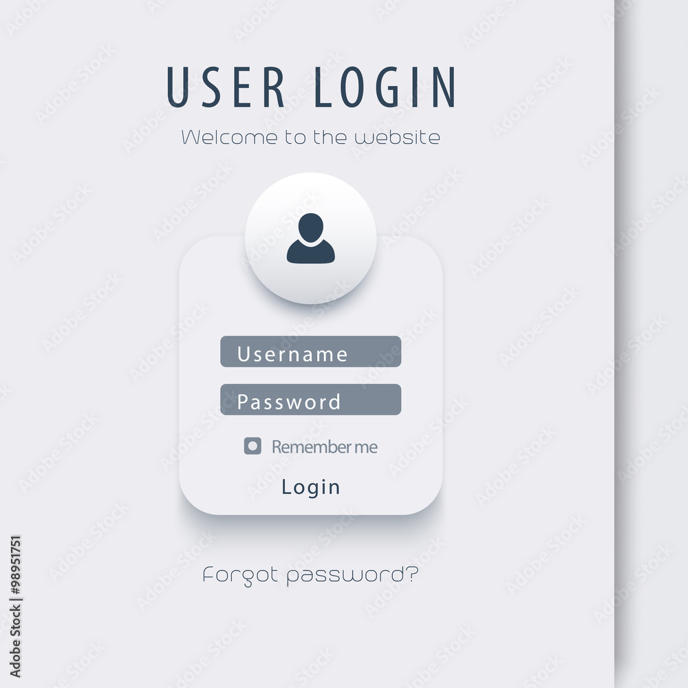 User Login window concept in silver, vector illustration Stock 벡터 ...