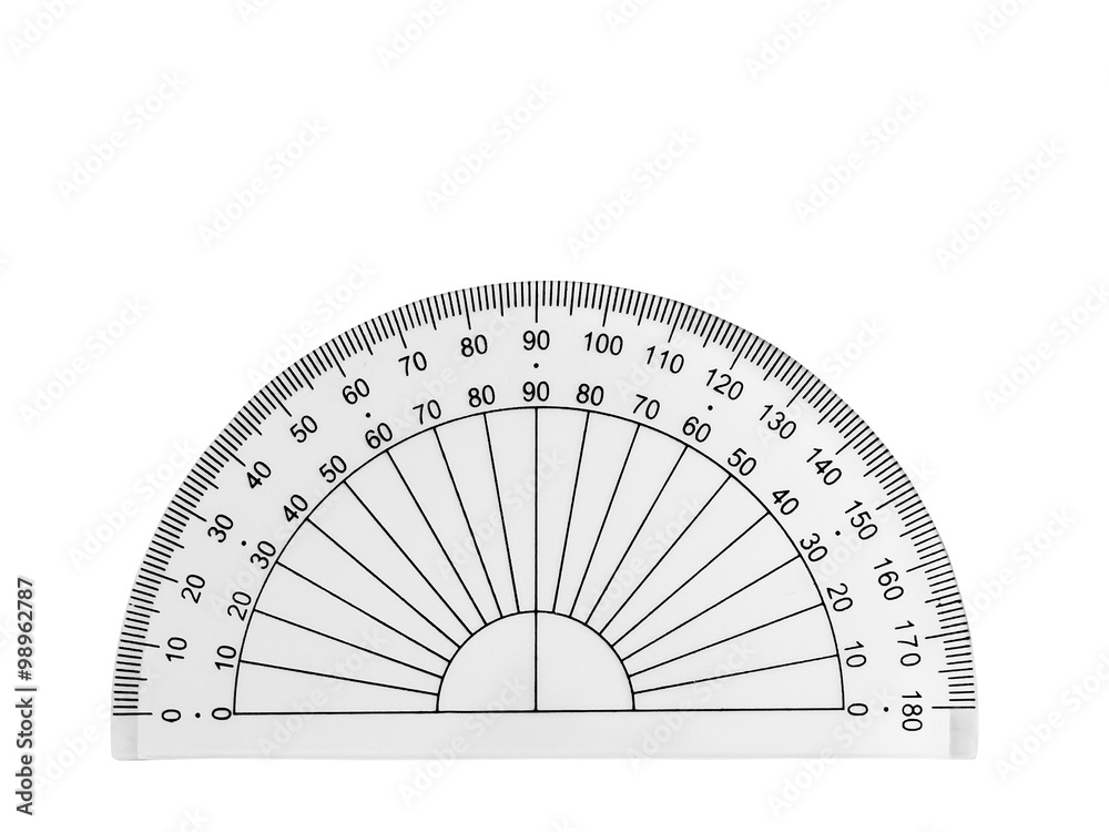 Transparent plastic protractor Stock Photo | Adobe Stock