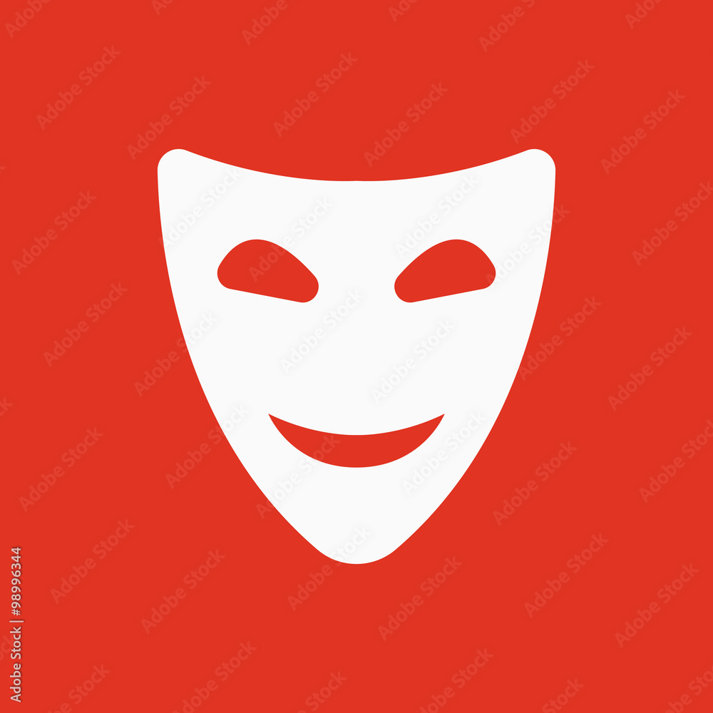 The smiling mask icon. Comedy and theater symbol. Flat Stock Vector ...