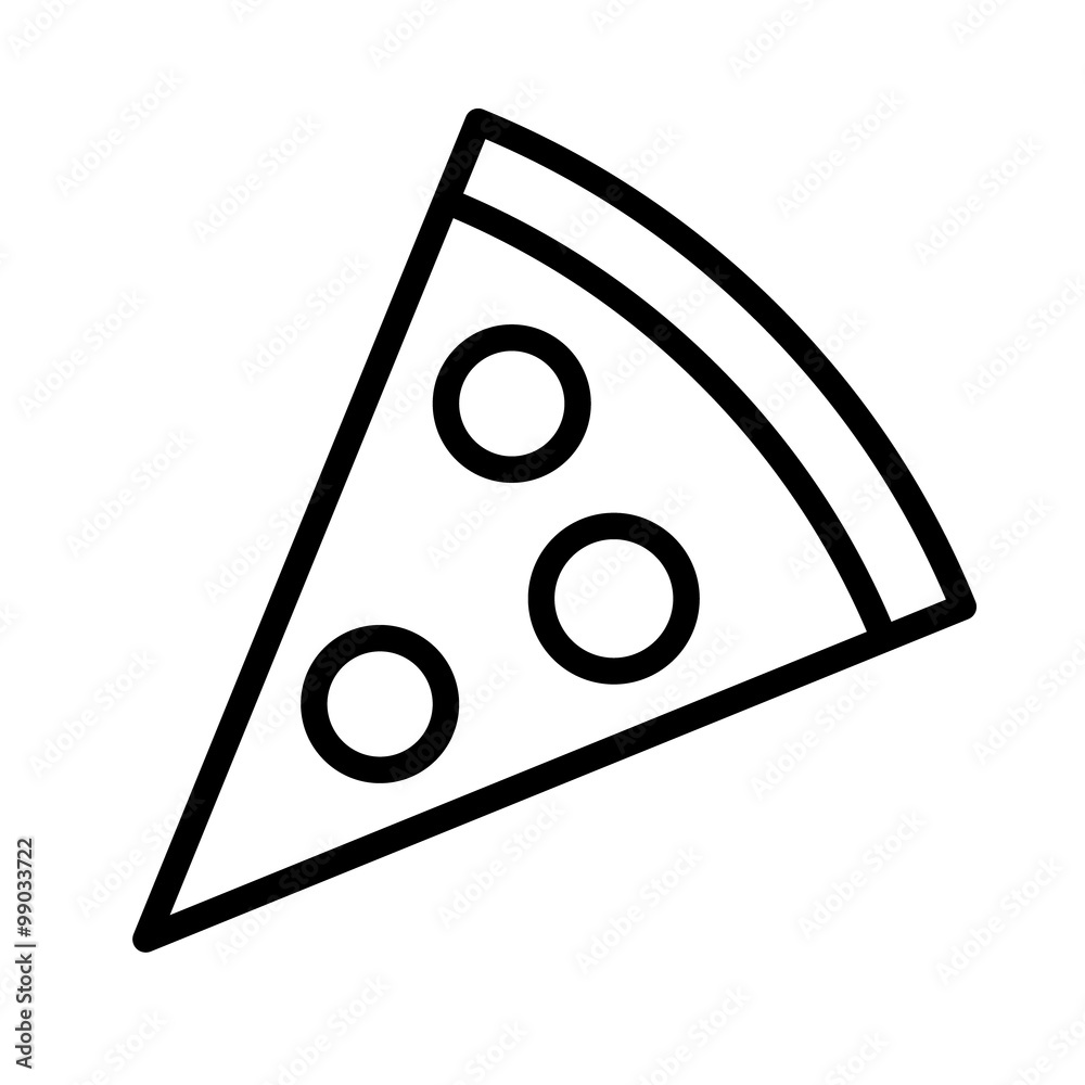 Pizza slice with pepperoni line art icon for apps and websites Stock ...