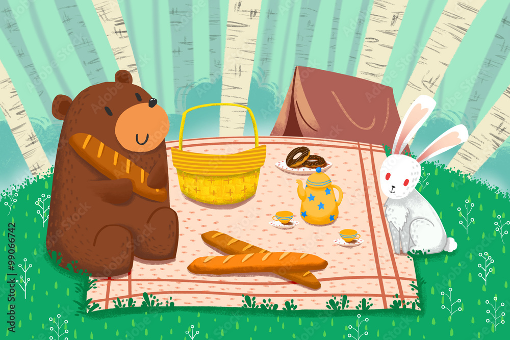 Illustration for Children: Spring Comes, The Good Friends, Bear and ...