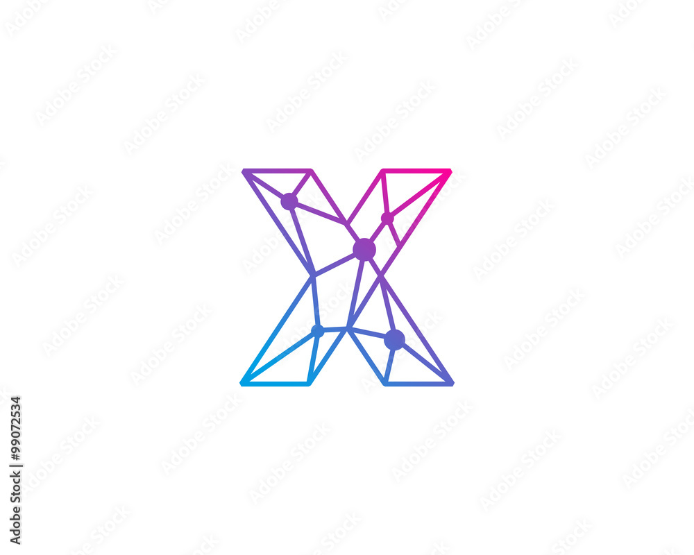 Connect Line Letter X Logo Design Template Element Stock-vektor | Adobe ...