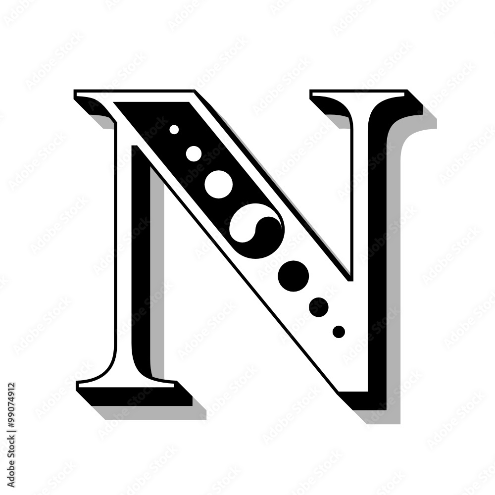 Classic vintage font, letter N, vector. Stock Vector | Adobe Stock