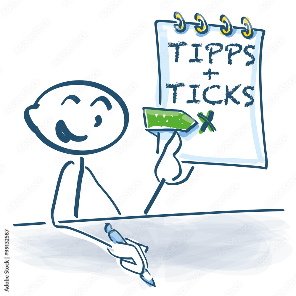 Strichmännchen mit Tips und Tricks Stock Vector | Adobe Stock