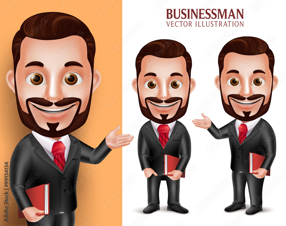 3D Realistic Professional Lawyer Man Student Vector Character Happy ...