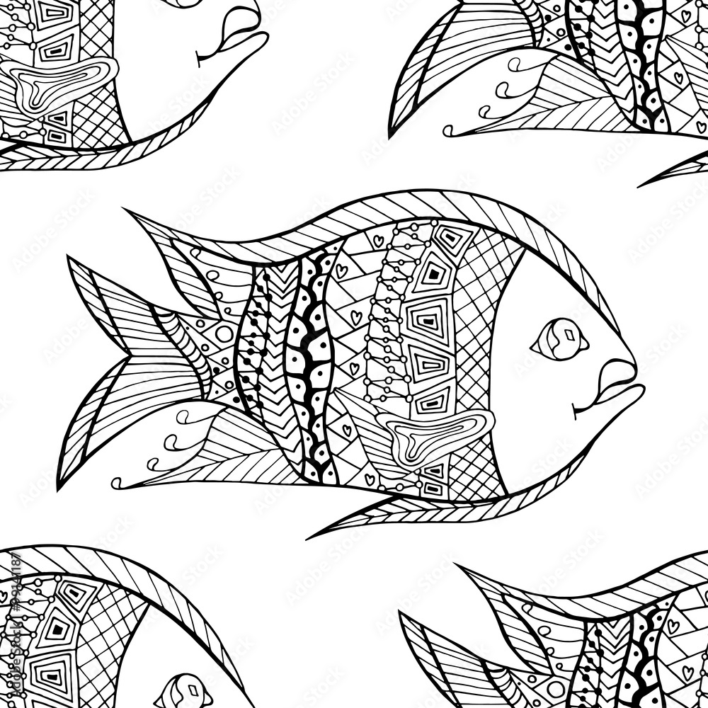 Zentangle fish background Stock Vector | Adobe Stock