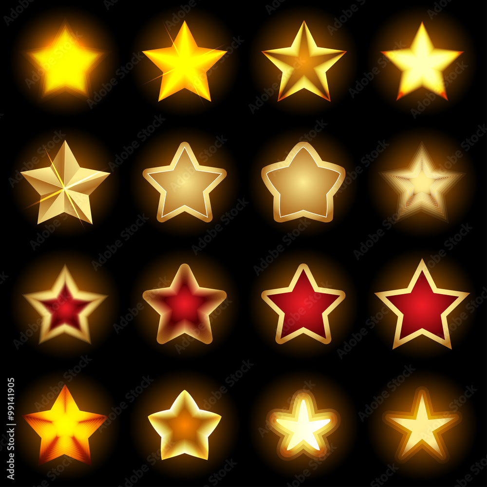 Bright star Icons set, star logos, star icon art, shiny star icons ...