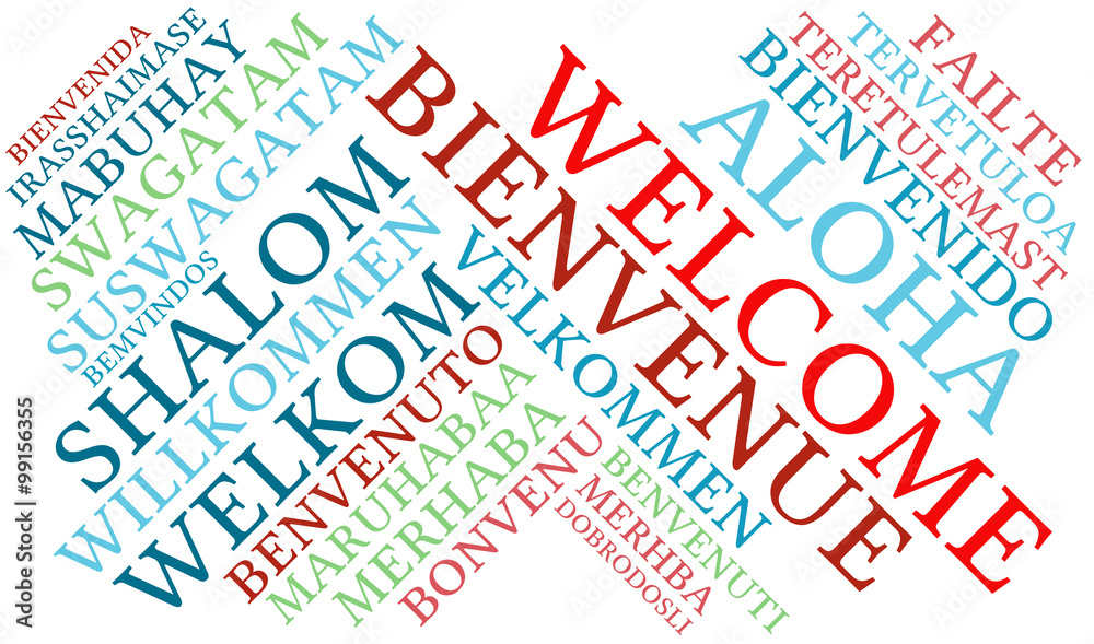 International Welcome Word Cloud. Each word used in this word cloud is ...