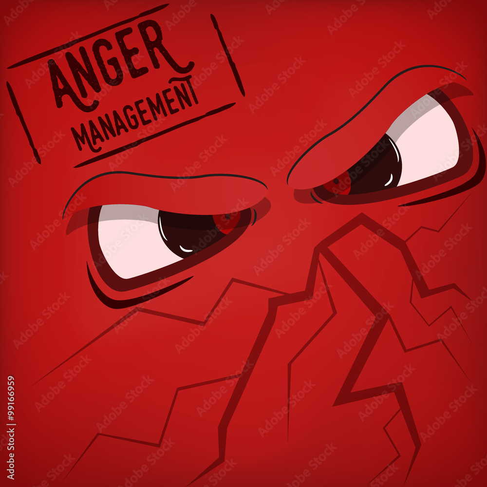 Cartoon eyes expressing anger. Vector sign "Anger management" Stock ...