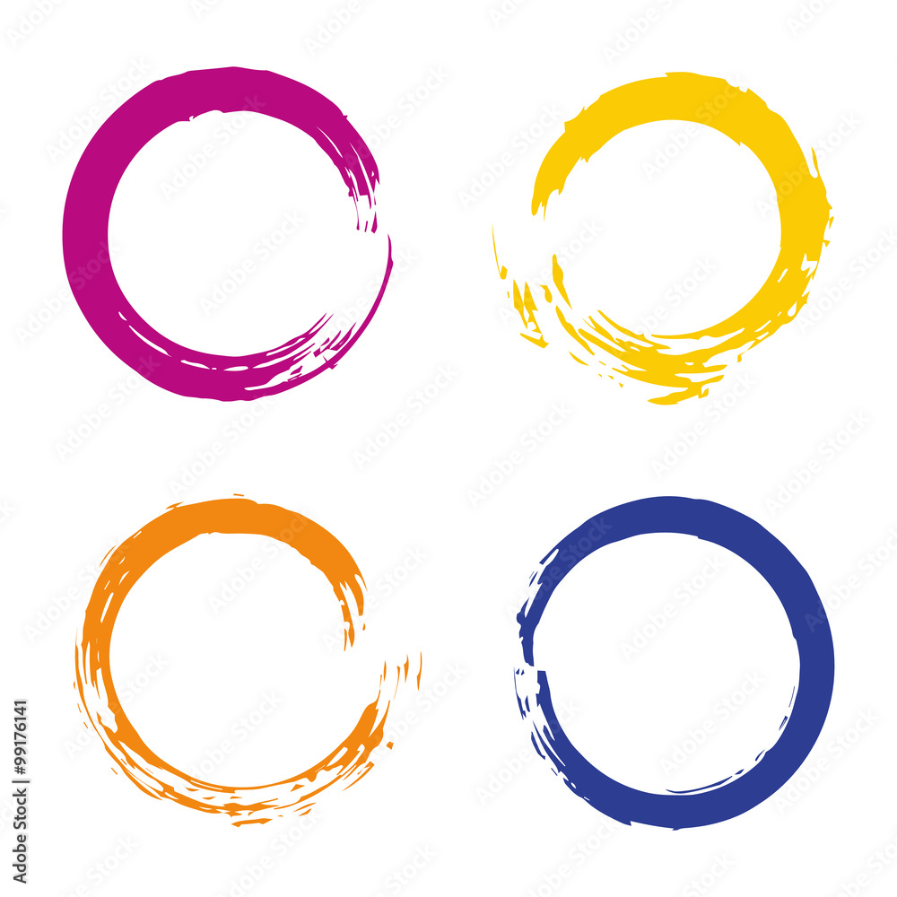 Colorful vector set with rainbow circle brush strokes for frames, icons ...