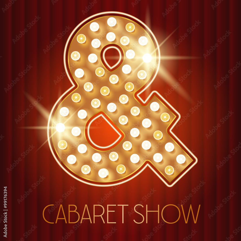 Vector shiny gold lamp alphabet in cabaret show style. Symbol 5 Stock ...