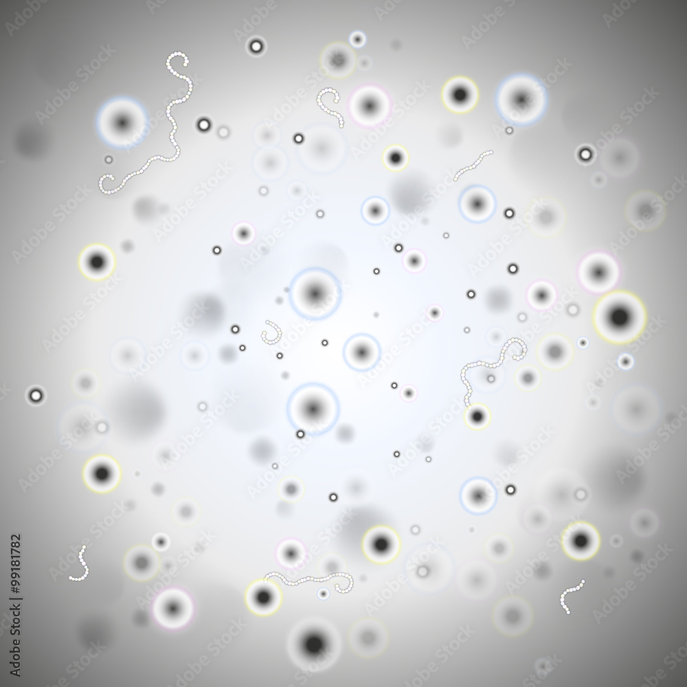 Molecular research, illustration of cells in gray, science vector ...