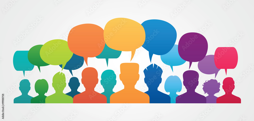 Icons of people with speech bubbles. . Stock Vector | Adobe Stock