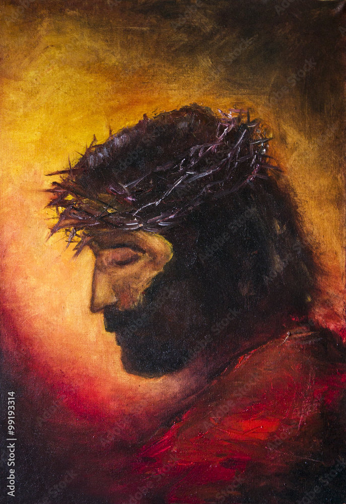 Jesus Christ. original oil painting on canvas Stock Illustration ...