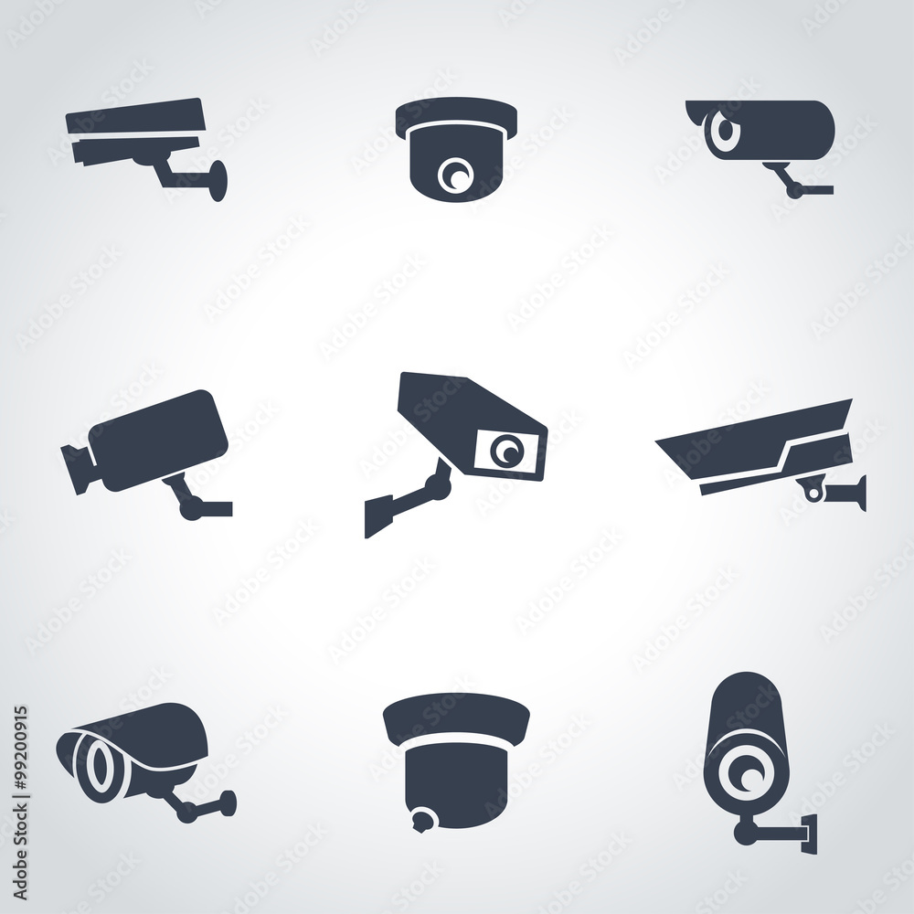Vector black security camera icon set. Security Camera Icon Object ...
