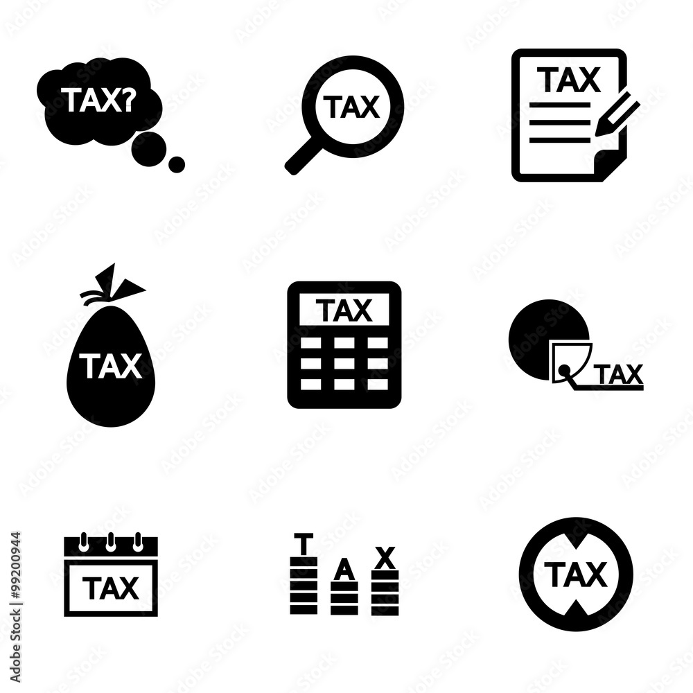 Vector black tax icon set. Tax Icon Object, Tax Icon Picture, Tax Icon ...