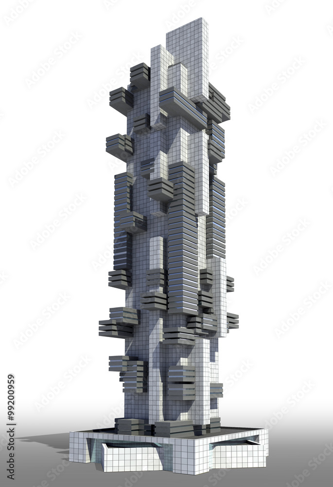 Futuristic city architecture of high rise apartment building with the ...