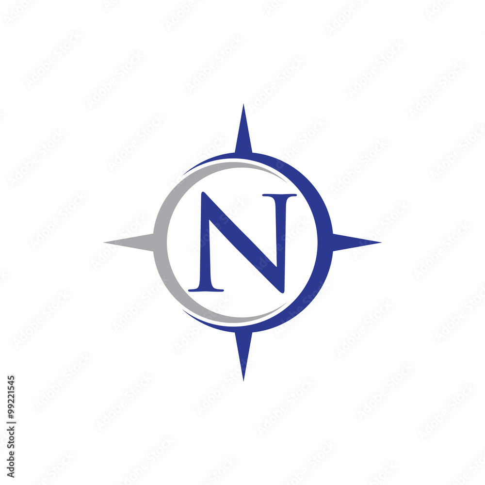 Simple Compass Letter Initial Logo Vector n Stock Vector | Adobe Stock