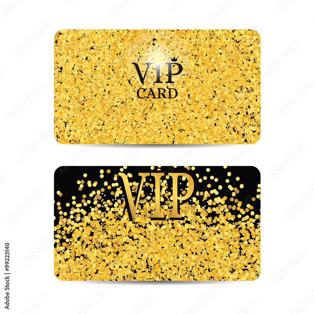 Gold sparkles on black background. Gold VIP card. Stock Vector | Adobe ...