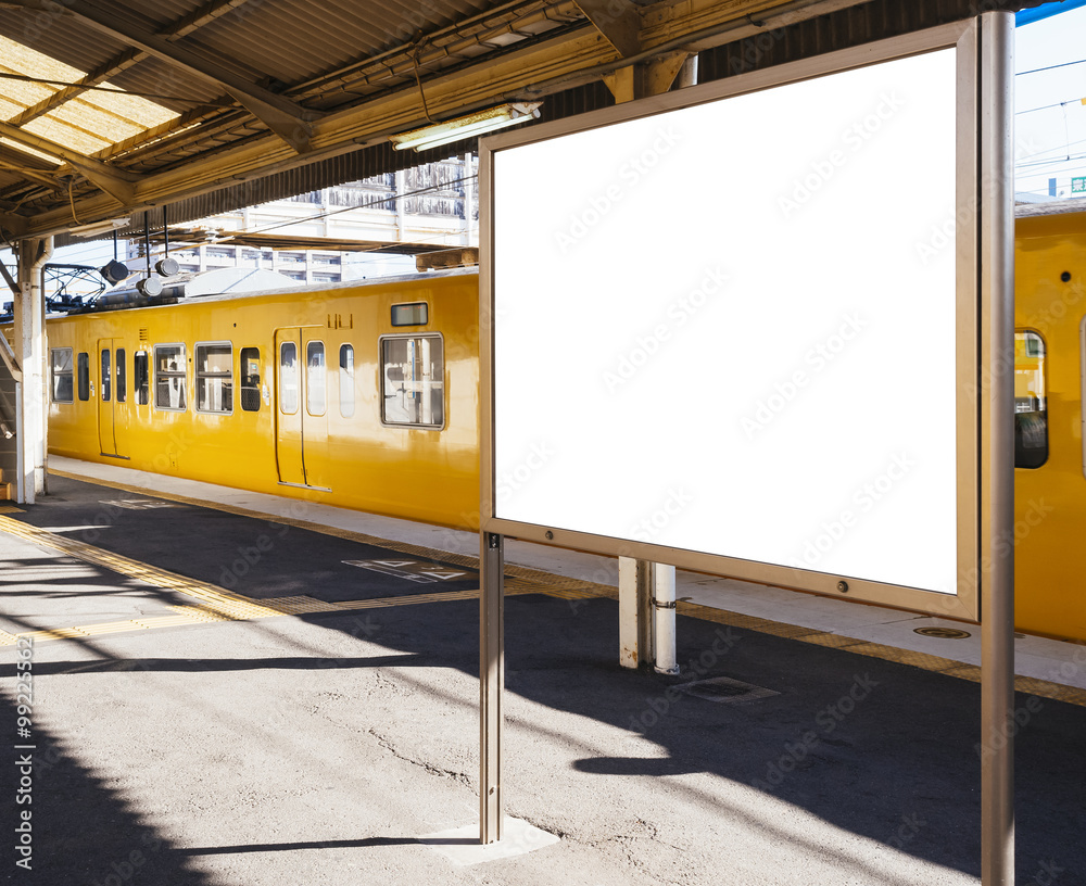 Blank board Template at Train station with Public transportation Stock ...