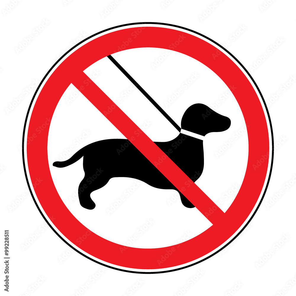 No dog Sign. Print with prohibition symbol. With pet no access. Round ...