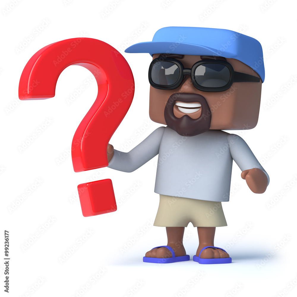 3d Sailor dude holding a question mark ilustración de Stock | Adobe Stock
