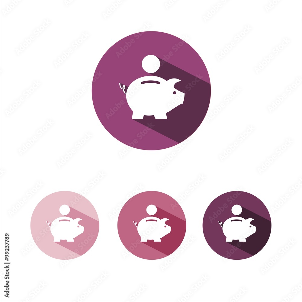 Icono hucha cerdito perfil COLORES BOTÓN SOMBRA Stock Vector | Adobe Stock