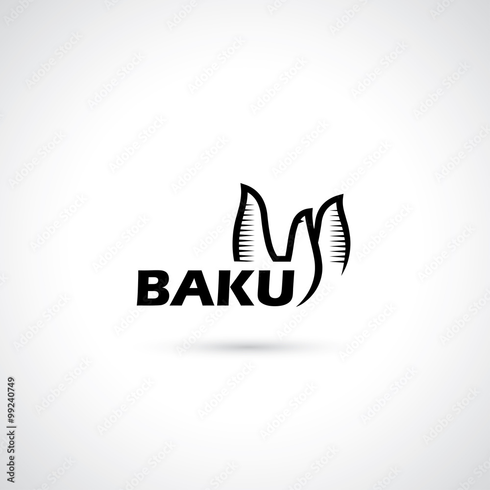 Baku symbol - flame towers - bird symbol Stock Vector | Adobe Stock